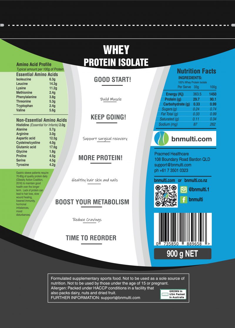 BN Multi - Pure Pro Whey Protein Isolate 900g Unflavoured | Cost Price ...
