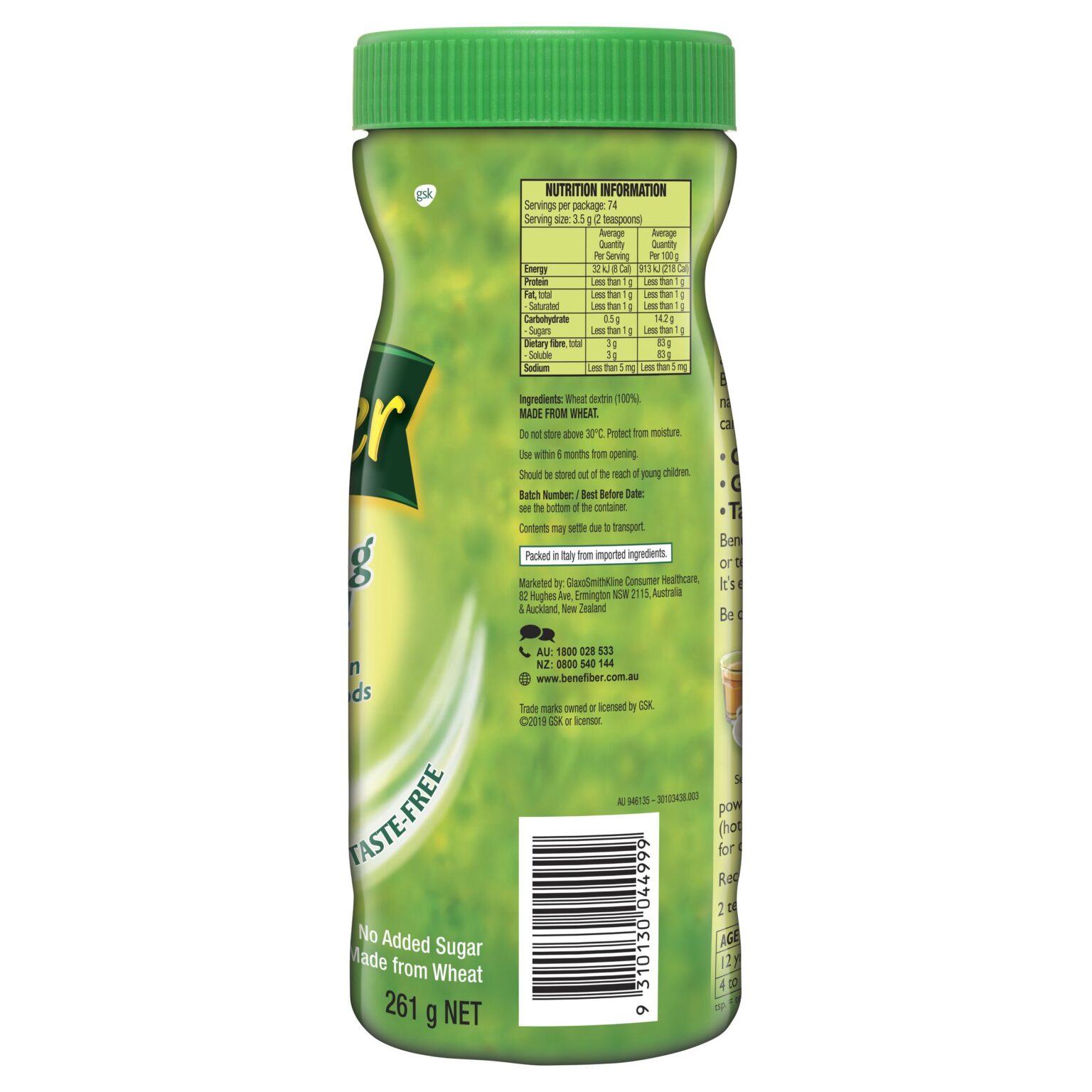 Benefiber 261g - Unflavoured | Cost Price Supplements Australia