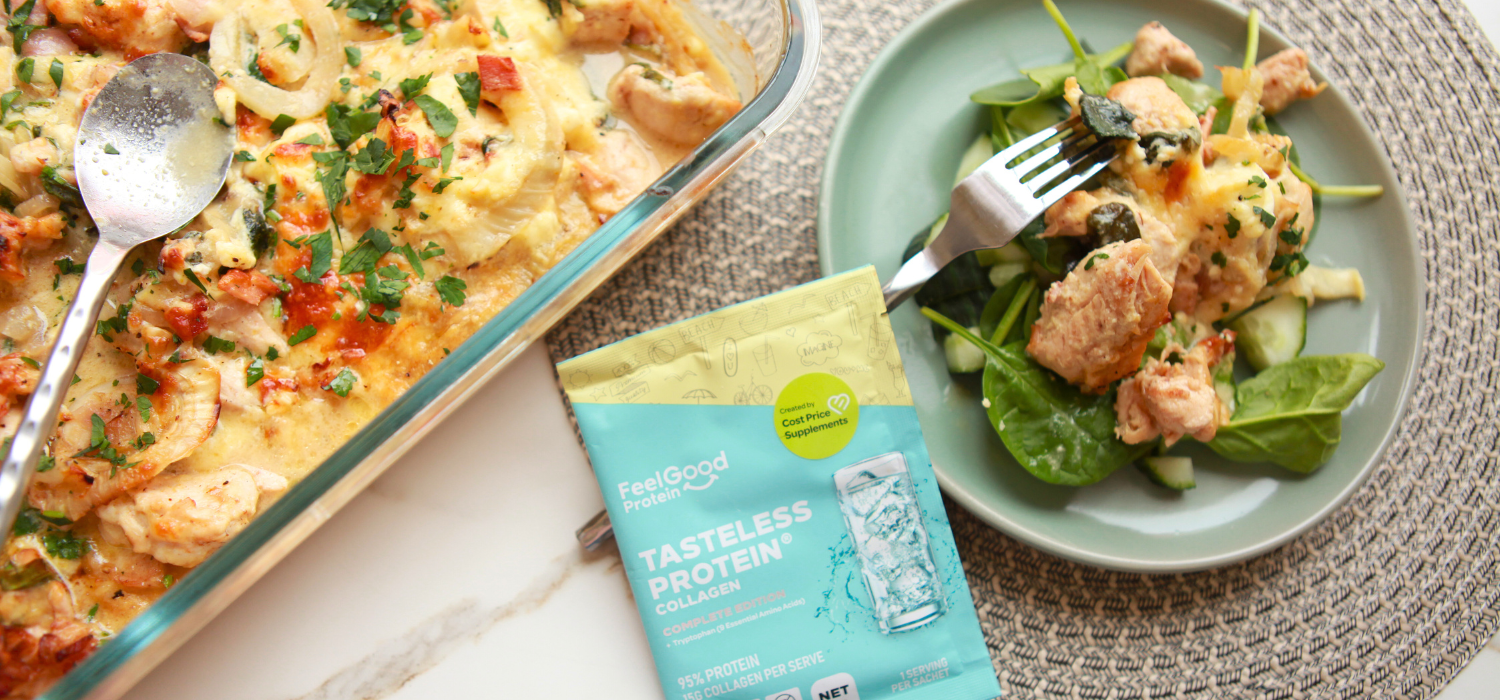 High Protein Creamy Chicken & Bacon Bake | Cost Price Supplements Australia